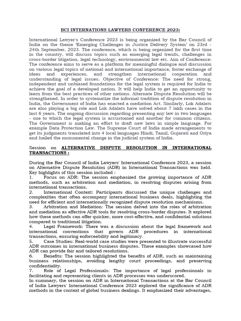 BCI International Lawyers Conference 2023 | PDF