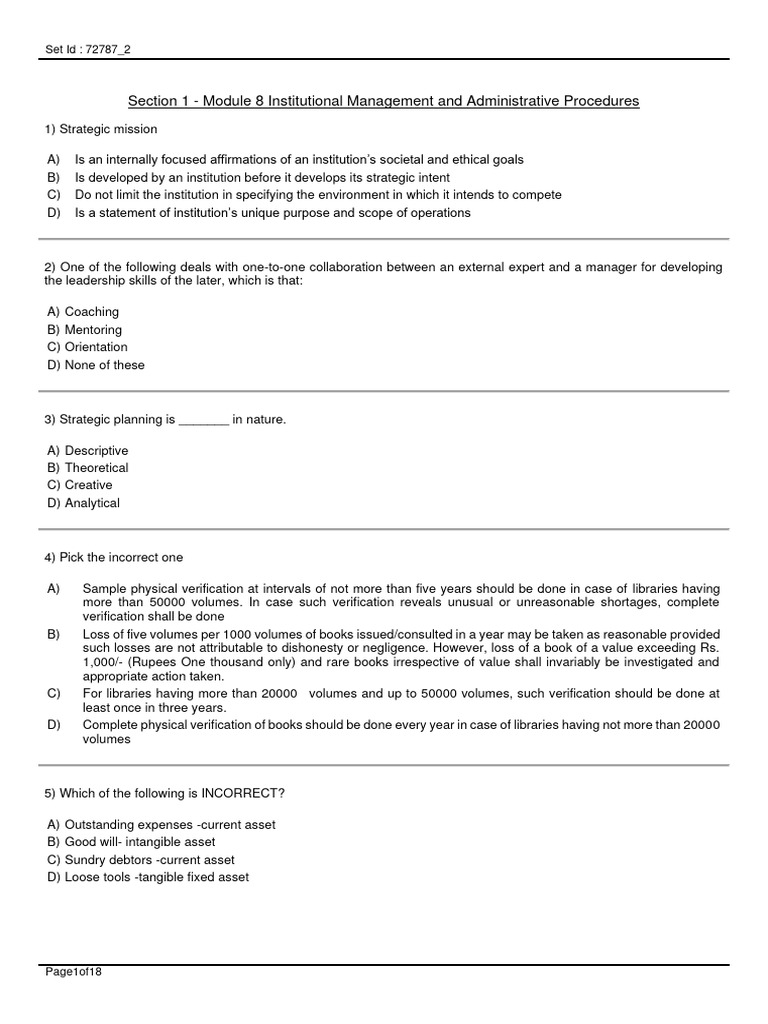 Module 8 (NITTT Previous Year Questions) | PDF | Cost Of Living ...