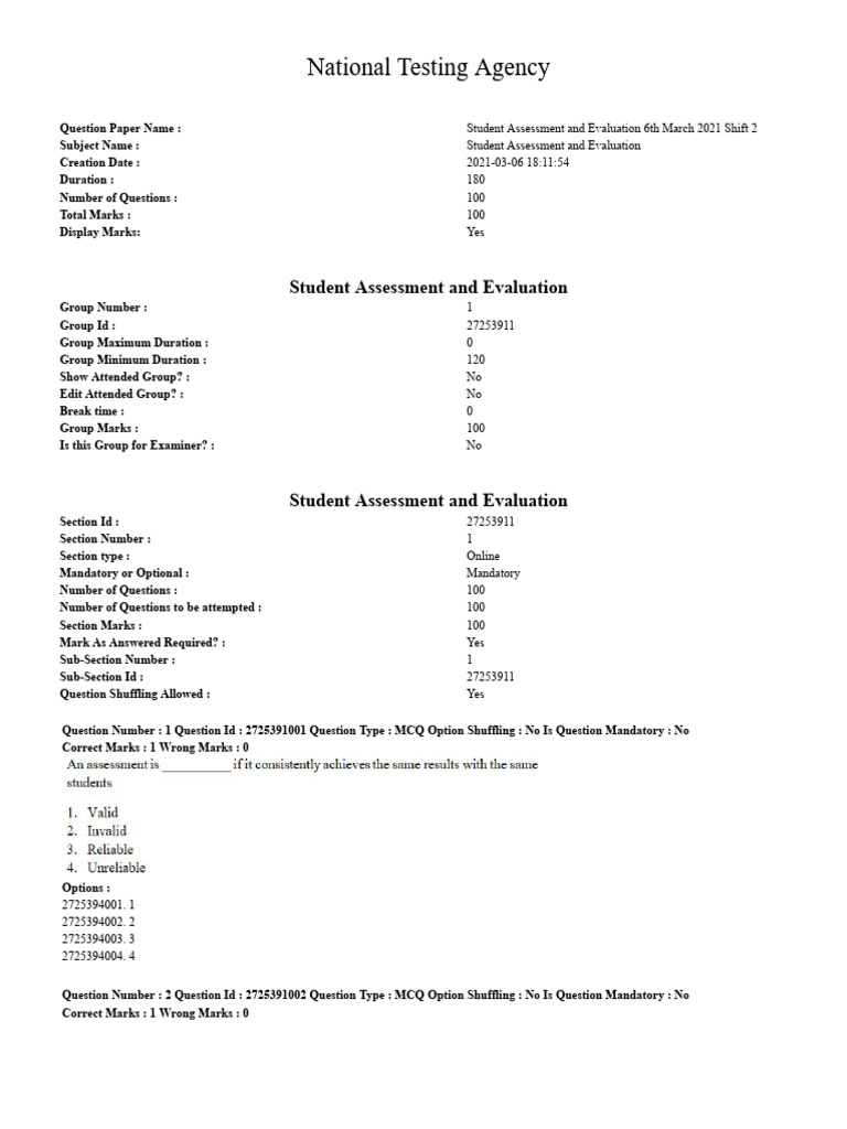 Module 6 A (NITTT Previous Year Questions) | PDF | Multiple Choice ...