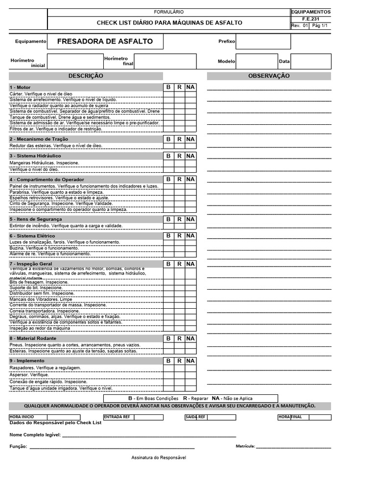 Checklist Fresa | PDF
