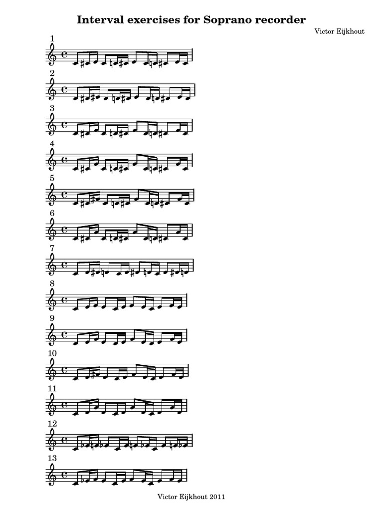 Three Note Jumping Excercises For Soprano Recorders | PDF | Physical ...