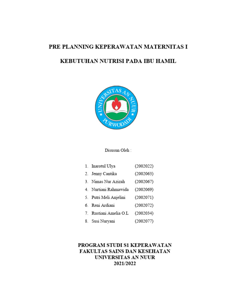 PrePlanning Pendidikan Kesehatan Nutrisi Pada Ibu Hamil | PDF