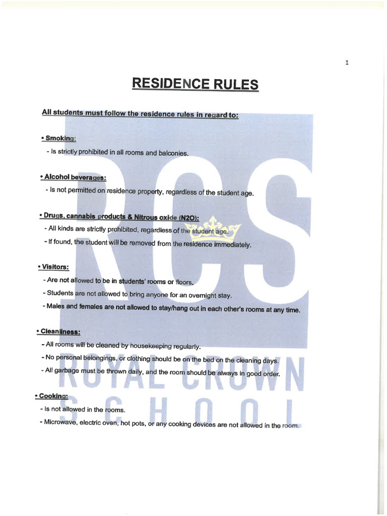 Residence Rules (1) | PDF