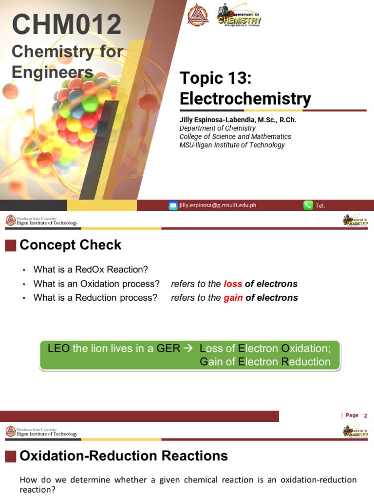 Topic 13 - Electrochemistry (With Solutions) | PDF | Science & Mathematics