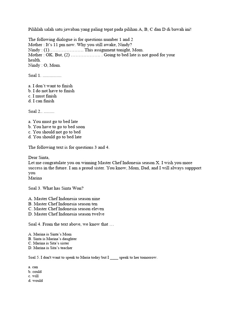 Soal PAT Bahasa Inggris Kelas 8 | PDF