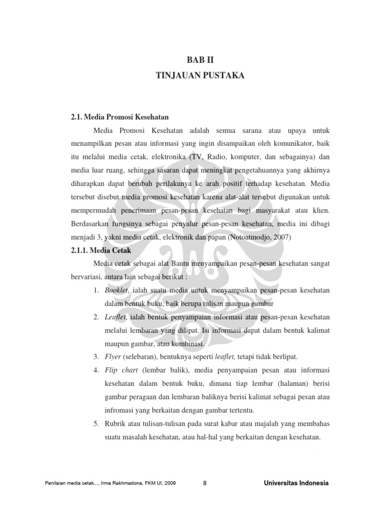 Bab Ii Tinjauan Pustaka: 2.1. Media Promosi Kesehatan | PDF | Karier & Perkembangan | Ilmu Sosial