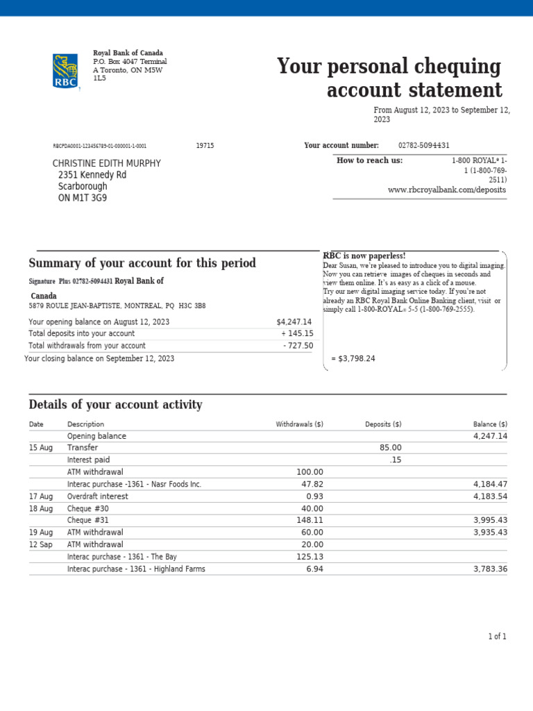 Bank Statement Generator | Download Free PDF | Cheque | Transaction Account