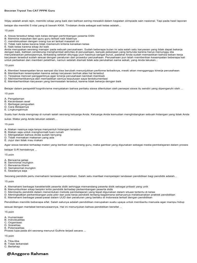 Contoh Soal PPK 2023 Sama Sama Lulus | PDF