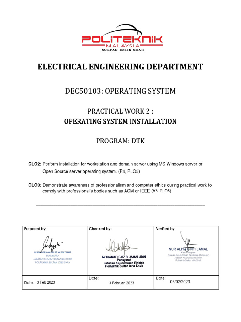 Dec50103 PW2 GS | PDF | Installation (Computer Programs) | Operating System