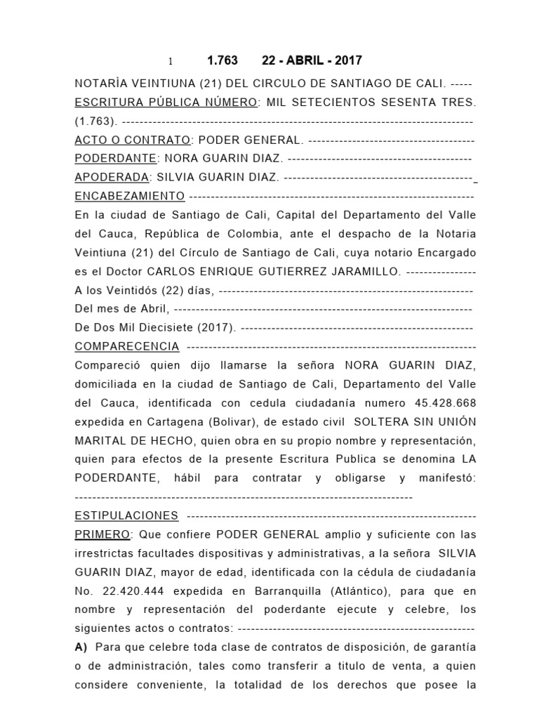 Poder General - Astrid Katherine Garcia Corrales | PDF