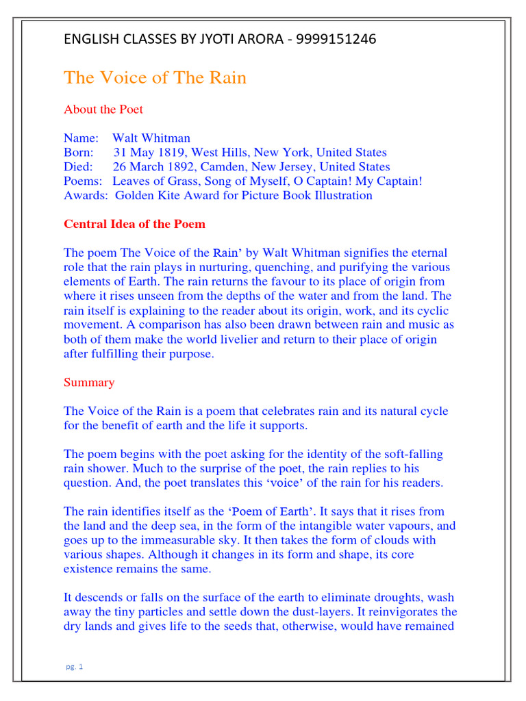 The Voice of the Rain | PDF