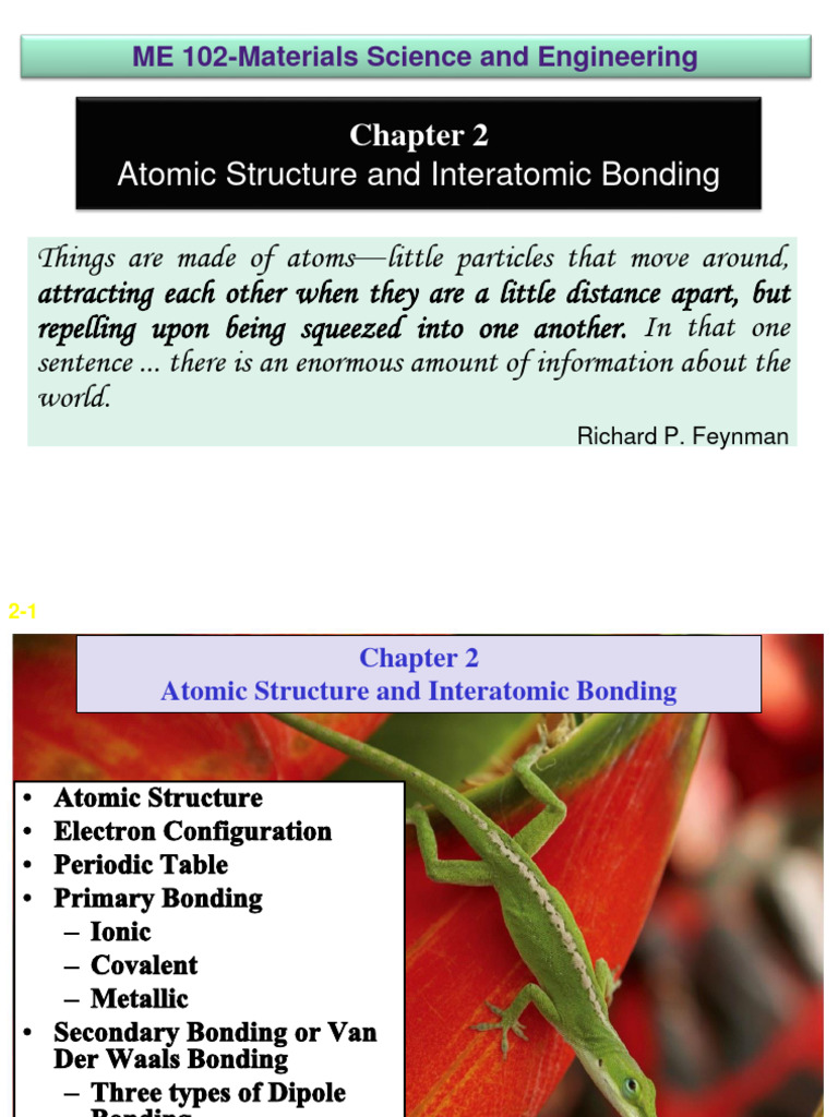 MSE 102 Ch02 - 1 | PDF | Chemical Bond | Ion