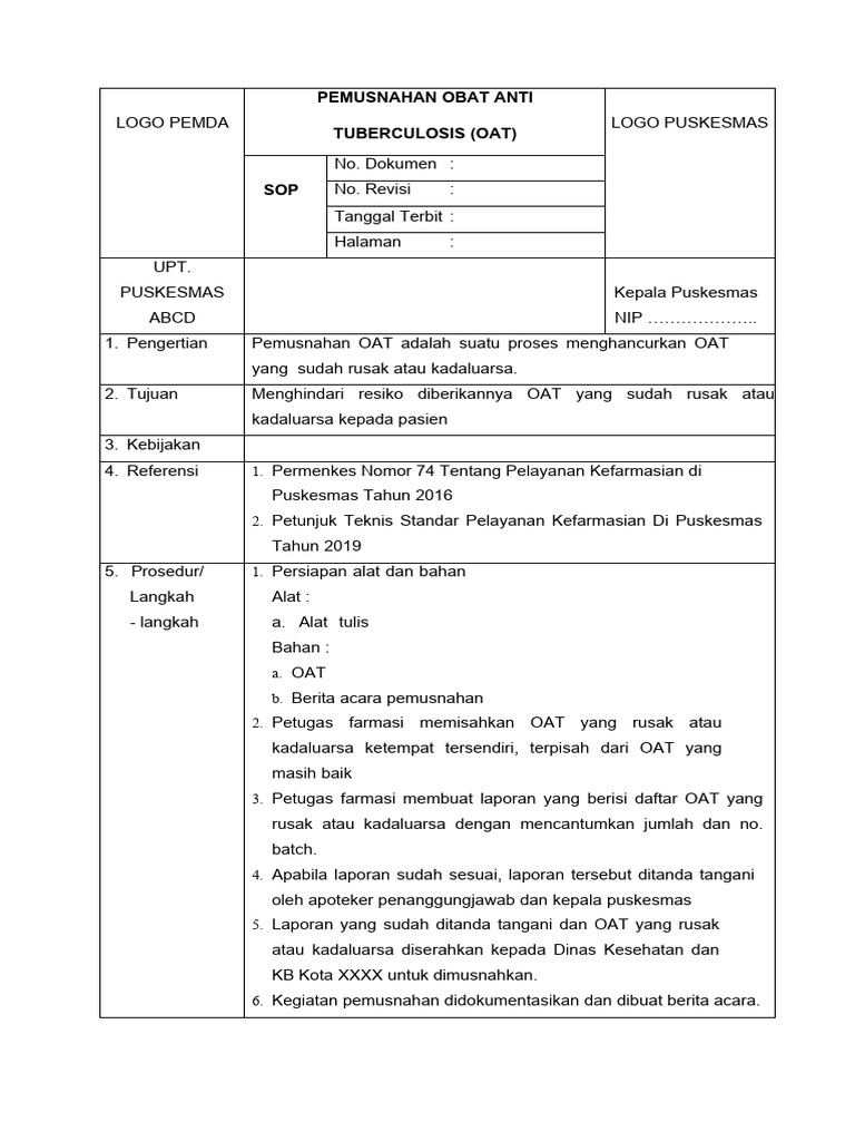Sop Pemusnahan Oat | PDF
