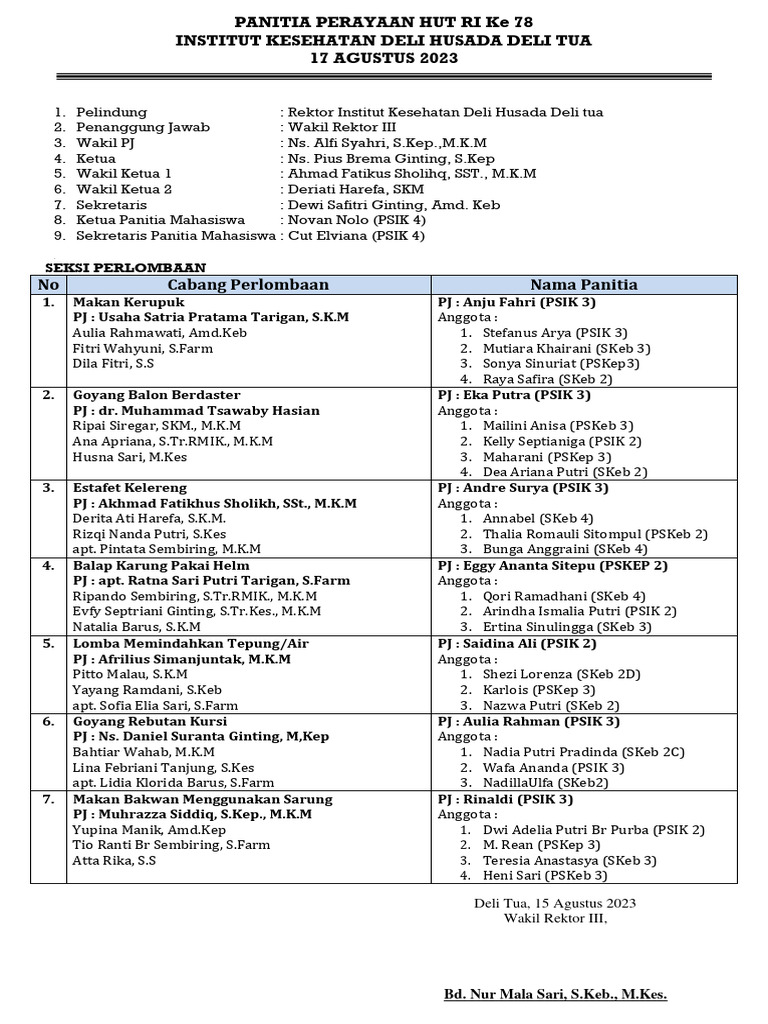 Panitia 17 Agt 2023 | PDF