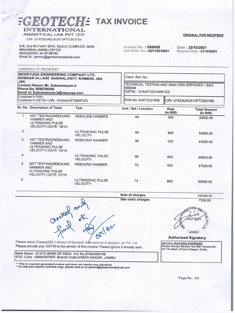 Geotech Tax Invoices | PDF