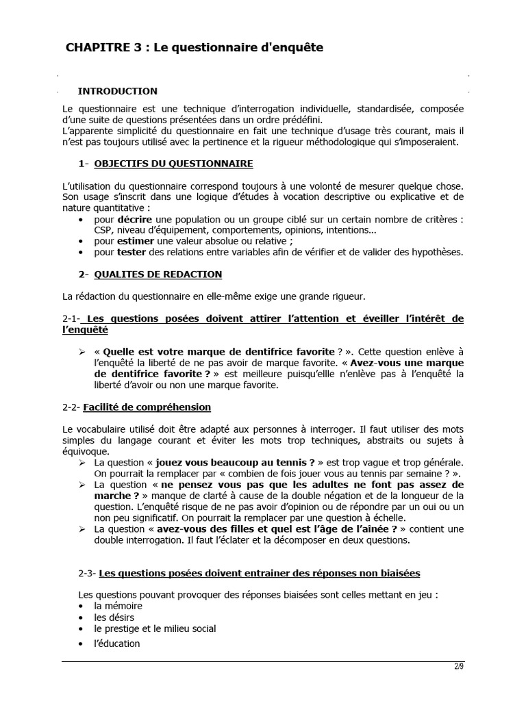 Guide Complet sur les Questionnaires d'Enquête | PDF | Évolution de carrière | Affaires