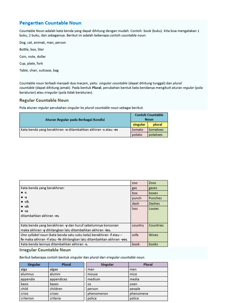 Panduan Lengkap Countable dan Uncountable Noun | PDF