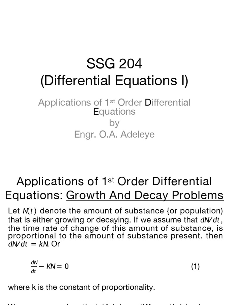03 Application of 1st Order ODE | PDF