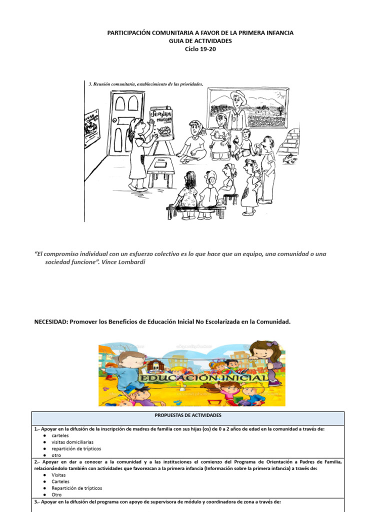 Actividades para la Primera Infancia en Comunidad | PDF | Ciencias sociales