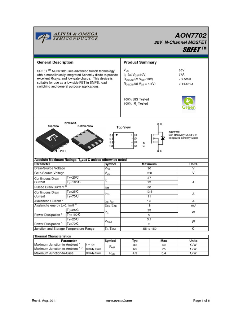 Aon 7702 | PDF | Electronic Circuits | Electronic Design