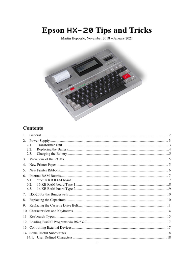 Epson HX-20 - Tips and Tricks | PDF