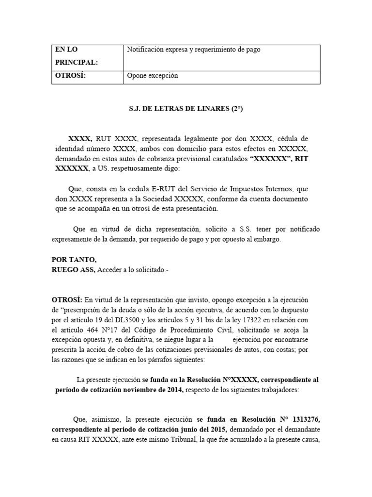 405-2015 Modelo Notificación Req de Pago - Excepciones | PDF