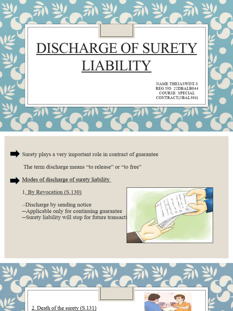 Discharge of Surety Liability | PDF | Guarantee | Law Of Obligations