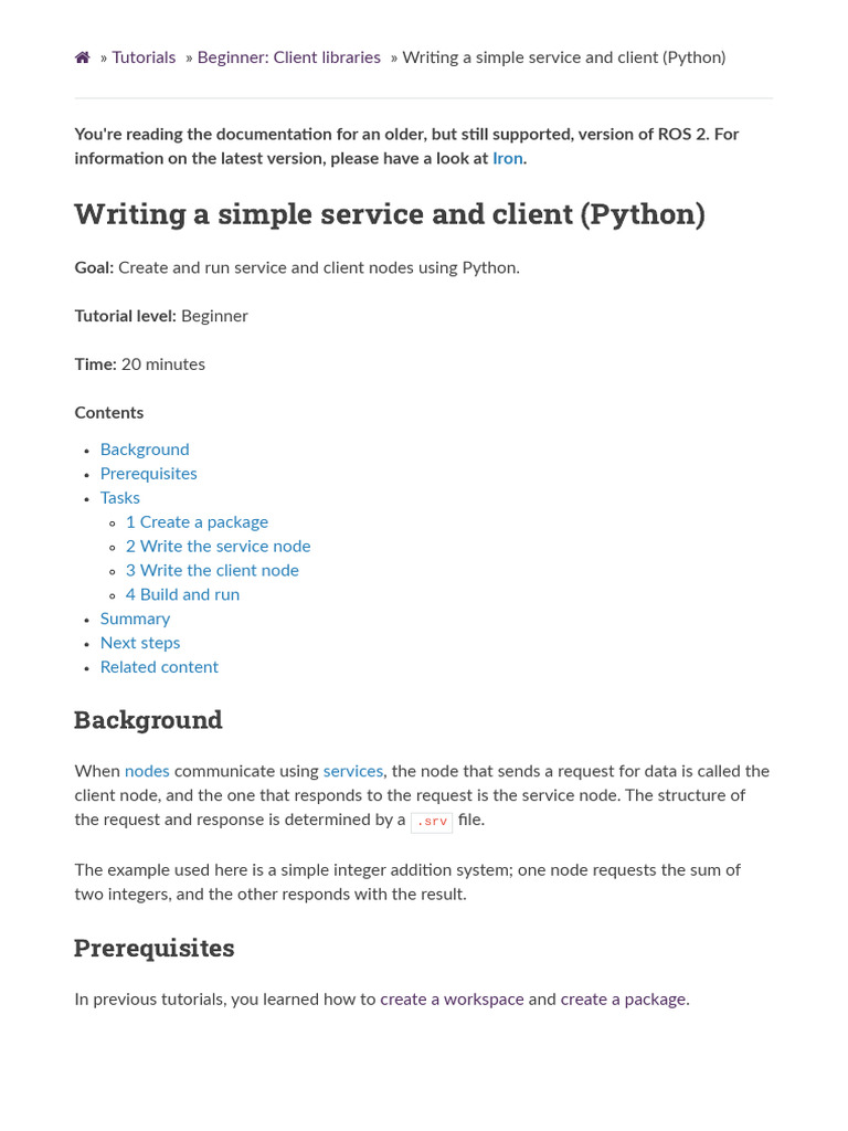 Writing A Simple Service and Client (Python) - ROS 2 Documentation ... Writing A Simple Service and Client (Python) - ROS 2 Documentation ...