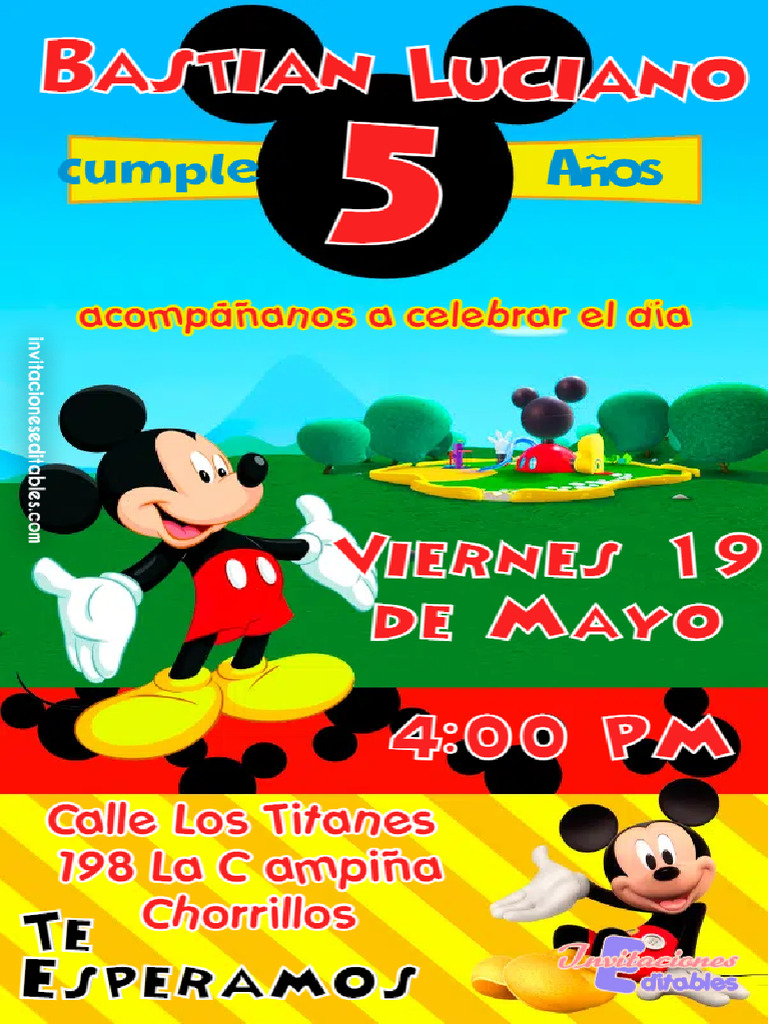 Invitación de Mickey Mouse 01 | PDF