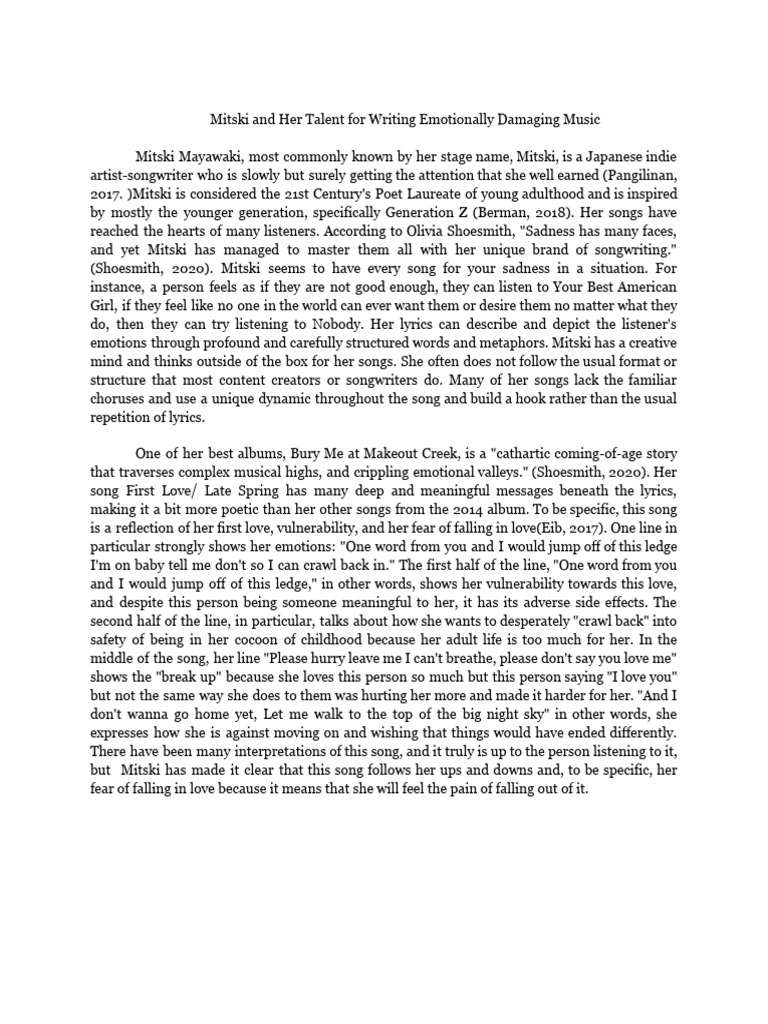 Mitski and Her Talent For Writing Soul Crushing Songs | PDF