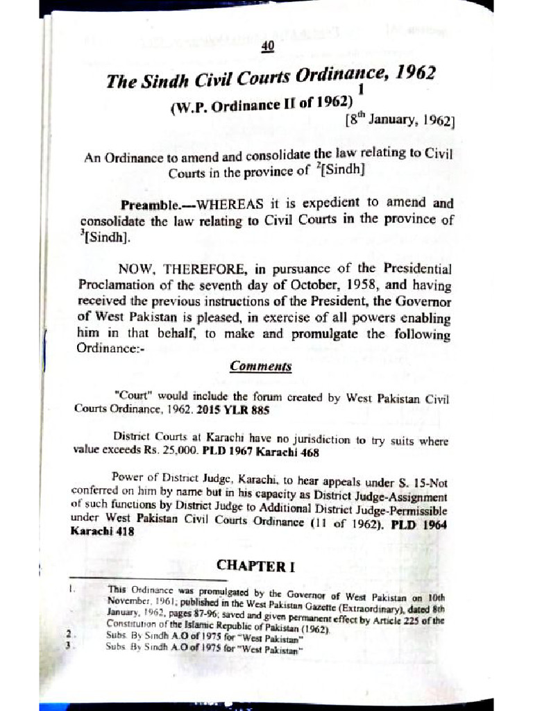 Sindh Civil Court Ordinance 1962 | PDF