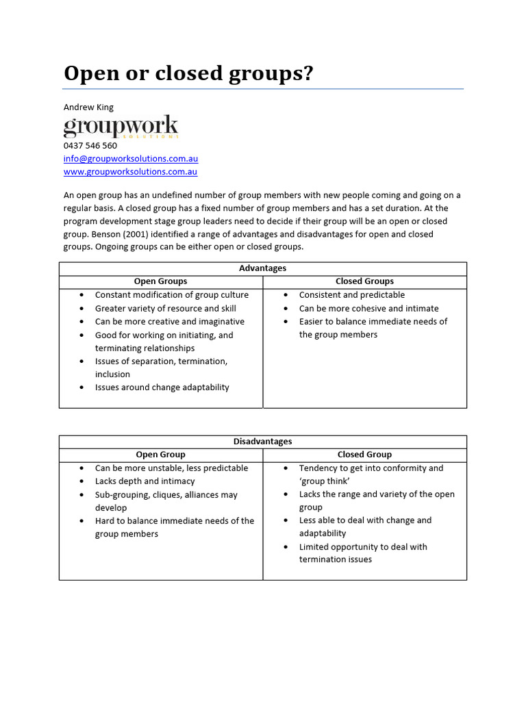 Section 11 Open or Closed Groups | PDF