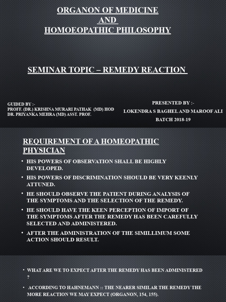 Remedy Reaction Seminar Final | PDF