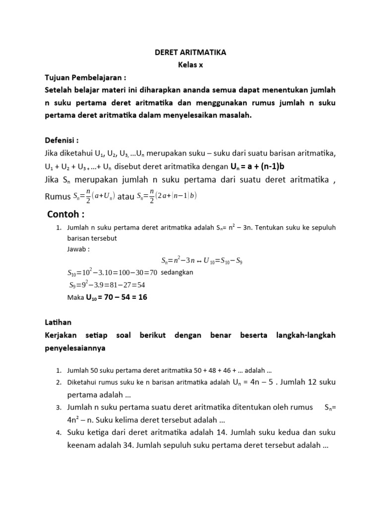 Soal Deret Aritmatika | PDF | Metode & Bahan Ajar | Griya & Taman