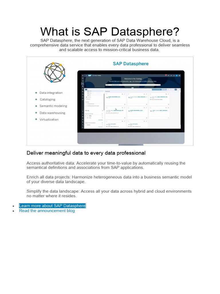 What Is SAP Datasphere | PDF