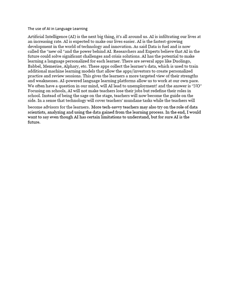 Ai Transforming Language Learning Pdf