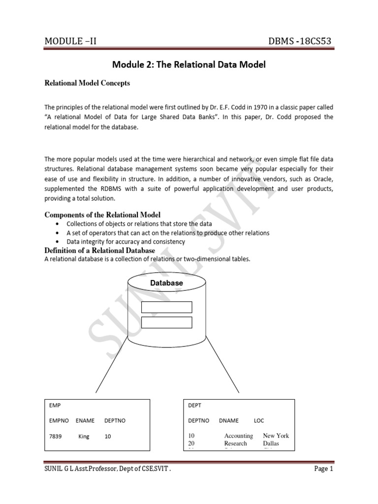 DBMS Module-II | PDF | Relational Database | Relational Model