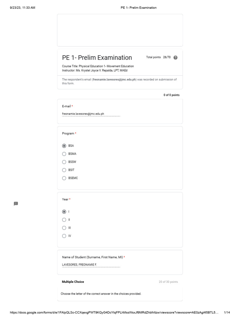 PE 1 - Prelim Examination | PDF | Strength Training | Physical Fitness