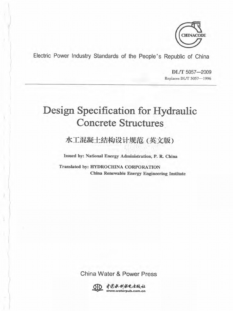 Design Specification For Haydrulic Concrete Structure DLT 5057-2009 | PDF
