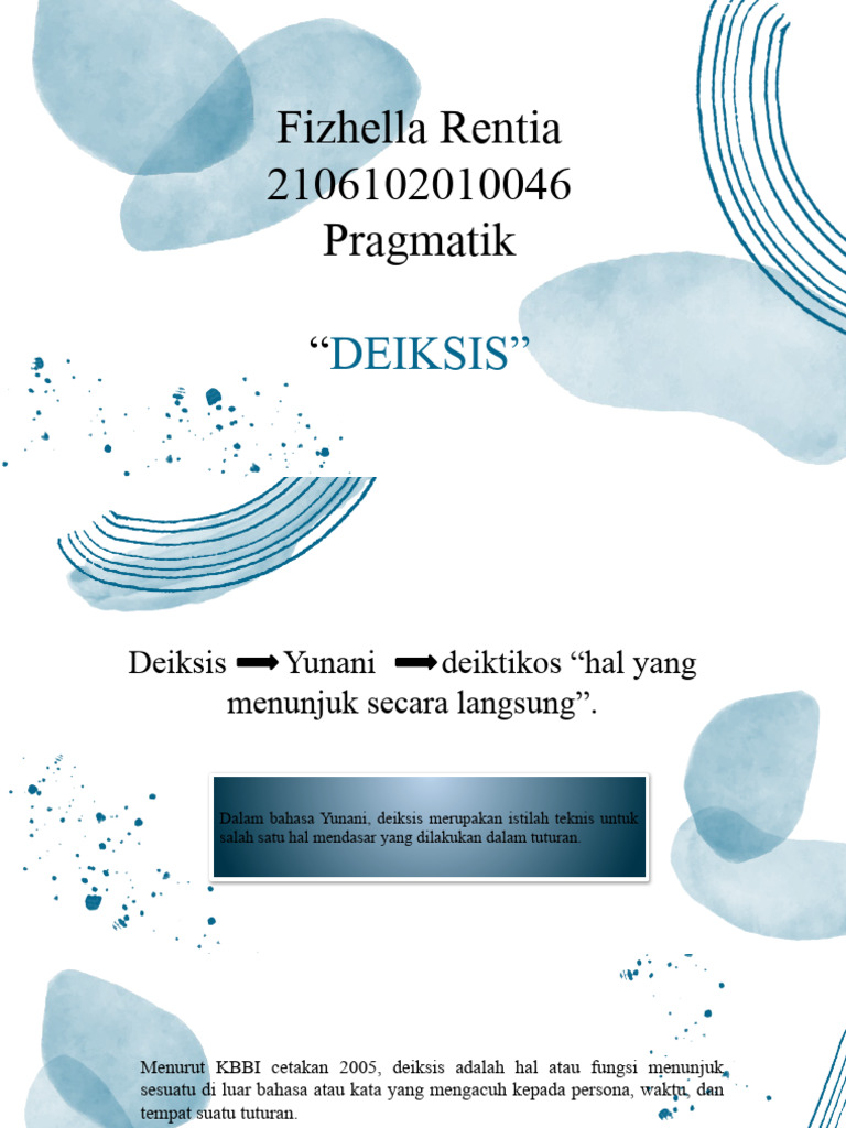 Deiksis 1 Fizhella Rentia (2106102010046) | PDF