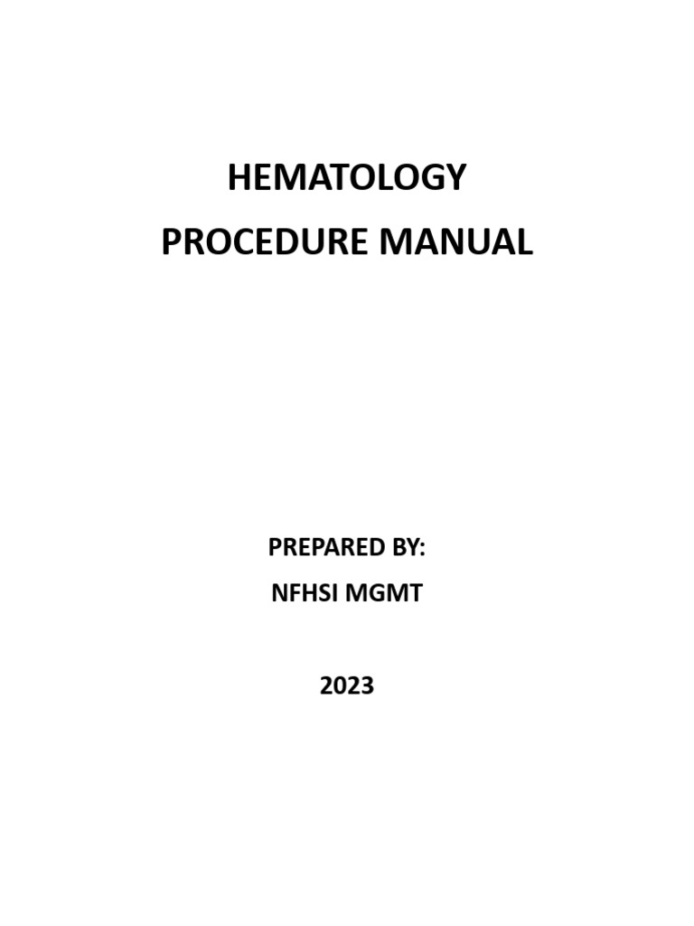 Hematology Procedural Manual | PDF