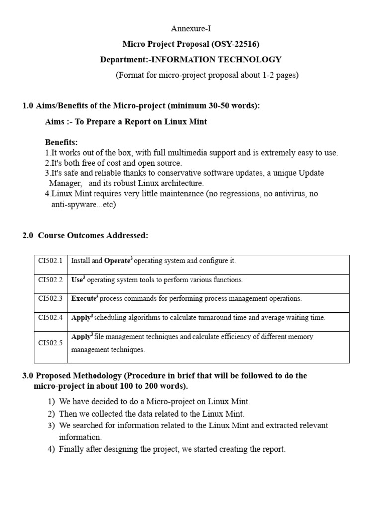 Osy Microproject Proposal Pdf Operating System Information