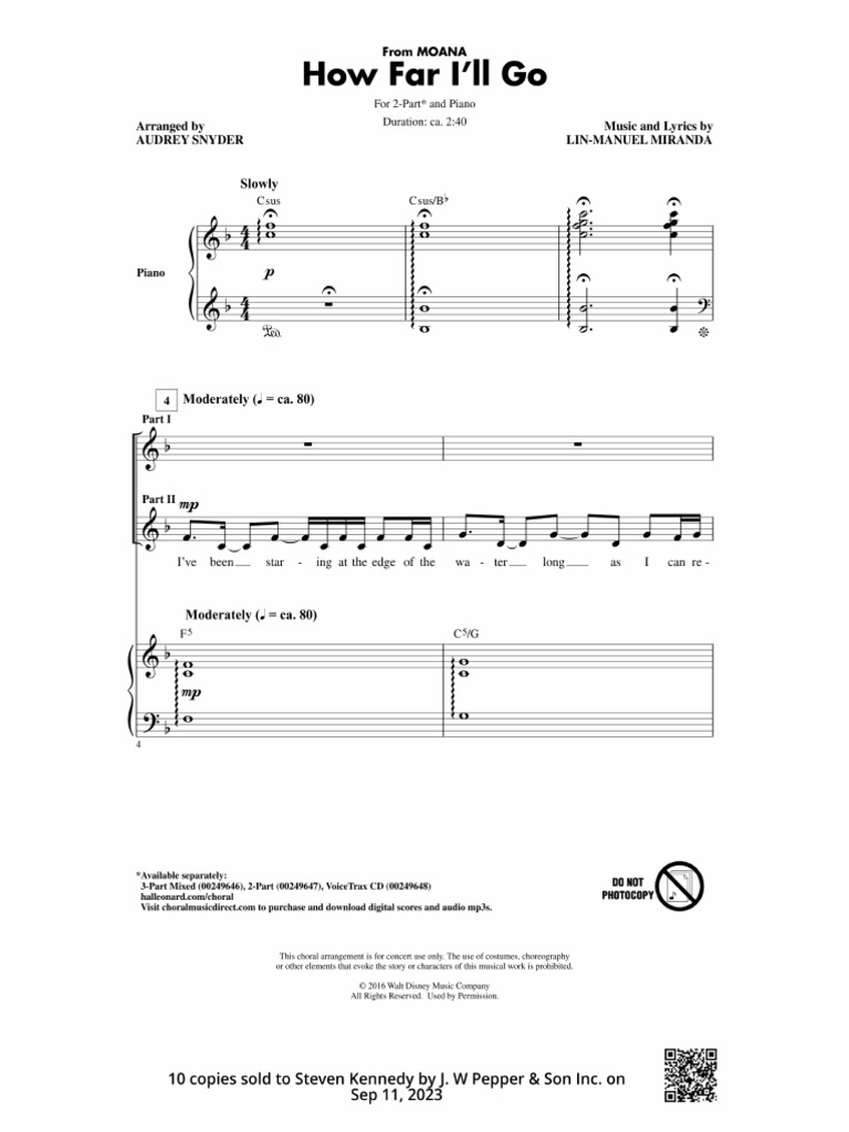 How Far Ill Go EPRINT-Choral | PDF
