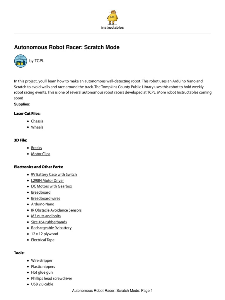 Autonomous Robot Racer Scratch Mode | PDF