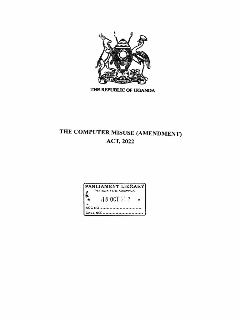 Uganda Computer Misuse Act 2022 | PDF | Finance & Money Management | Law
