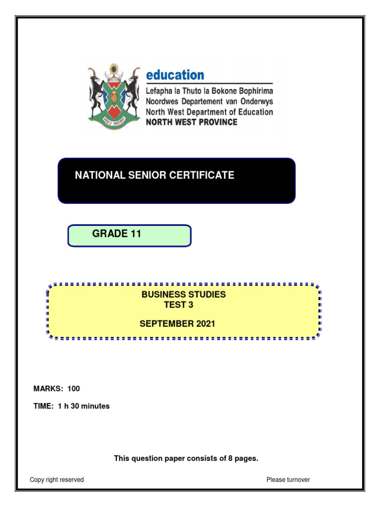 2.2 Bs Grade 11 Test QP Eng 2021 | PDF