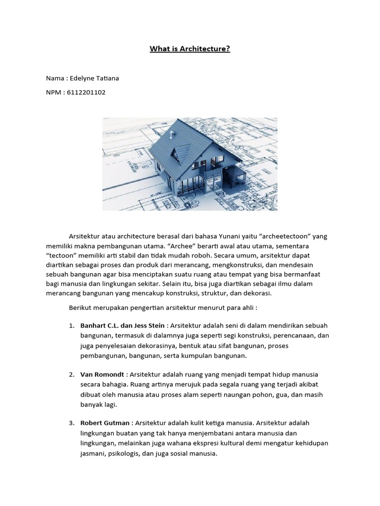 Tugas 1 What Is Architecture | PDF