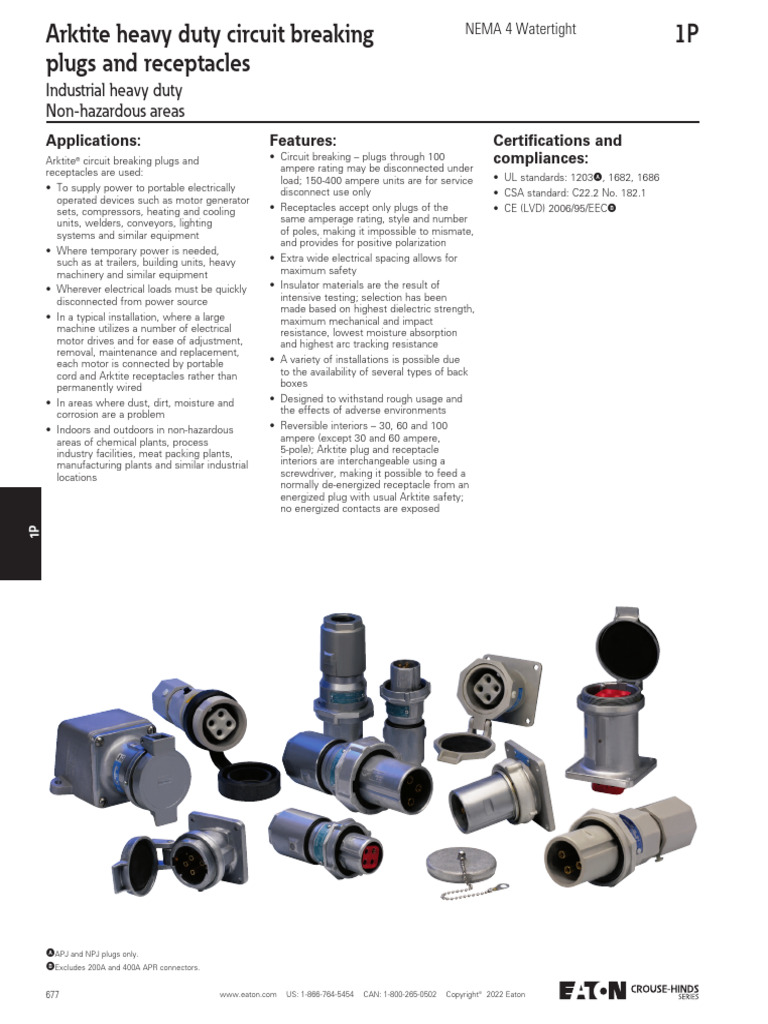 Crouse Hinds Arktite Plugs Receptacles Connectors Catalog Page | PDF ...