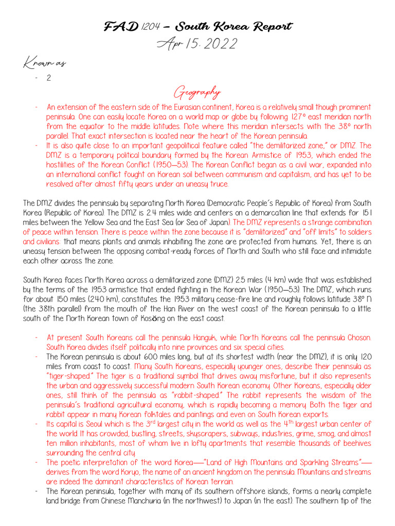 South Korea Report Notes | PDF