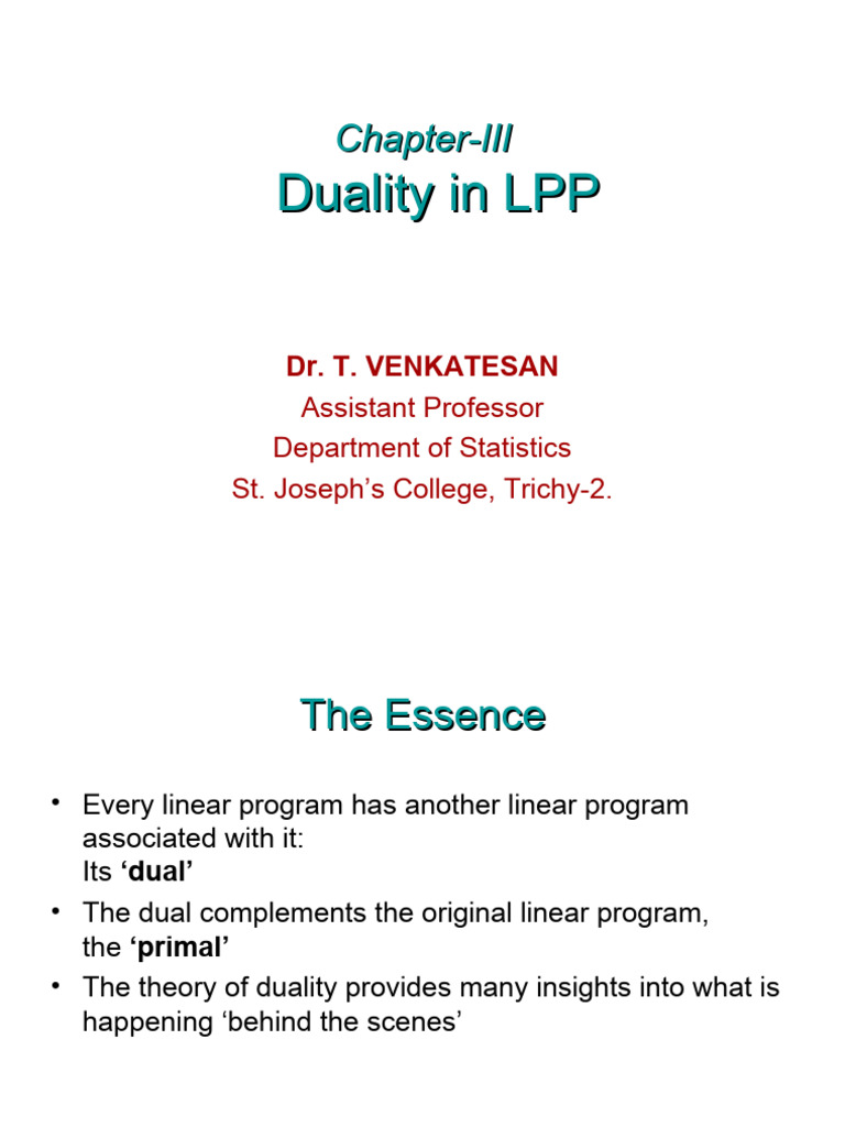 Or-I UNIT 3 Duality & Sensitivity | PDF